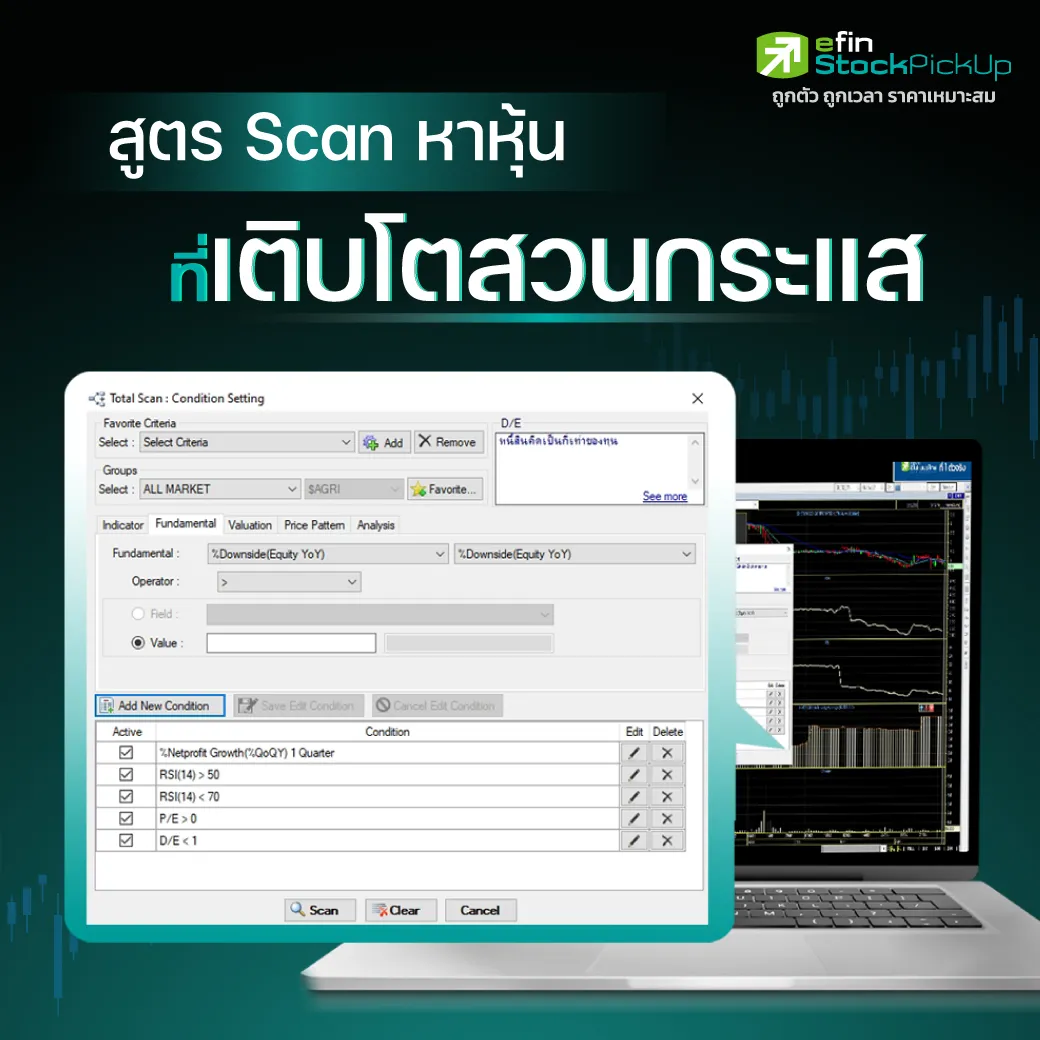 SCAN หาหุ้นที่เติบโตสวนกระแส - efin